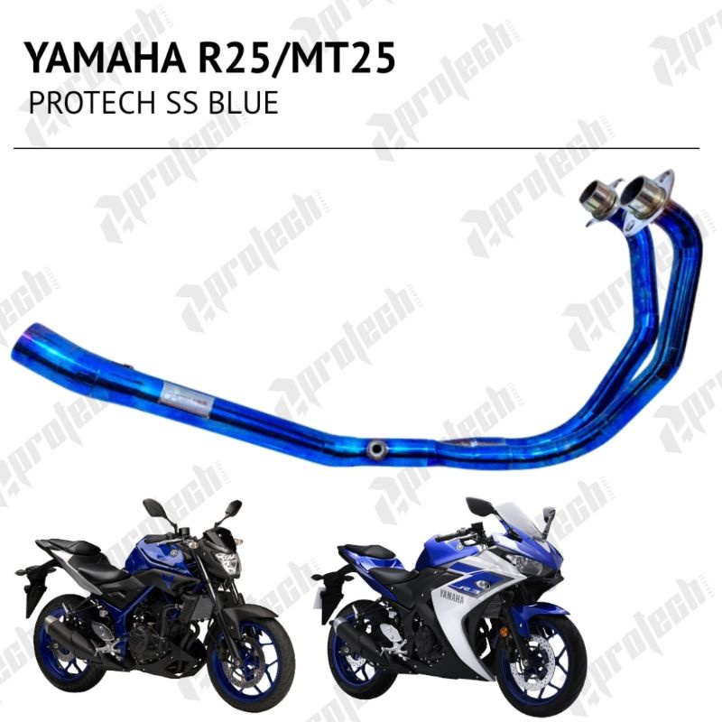 header/leher/pipa knalpot racing protech yamaha mt25/r25 Blue biru ...
