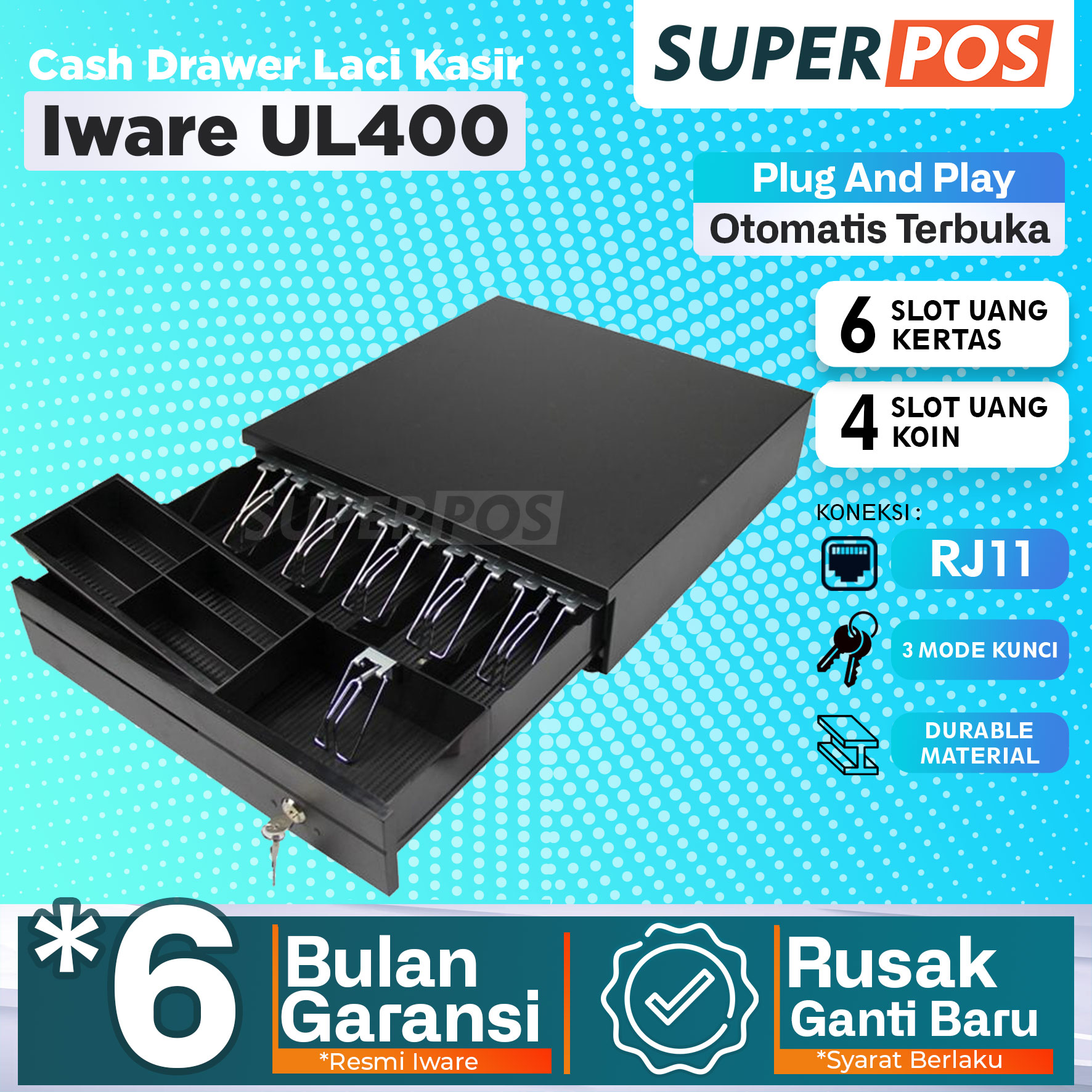 Cash Drawer Laci Kasir 5 Slot Iware UL400 With Rj11 | Lazada Indonesia