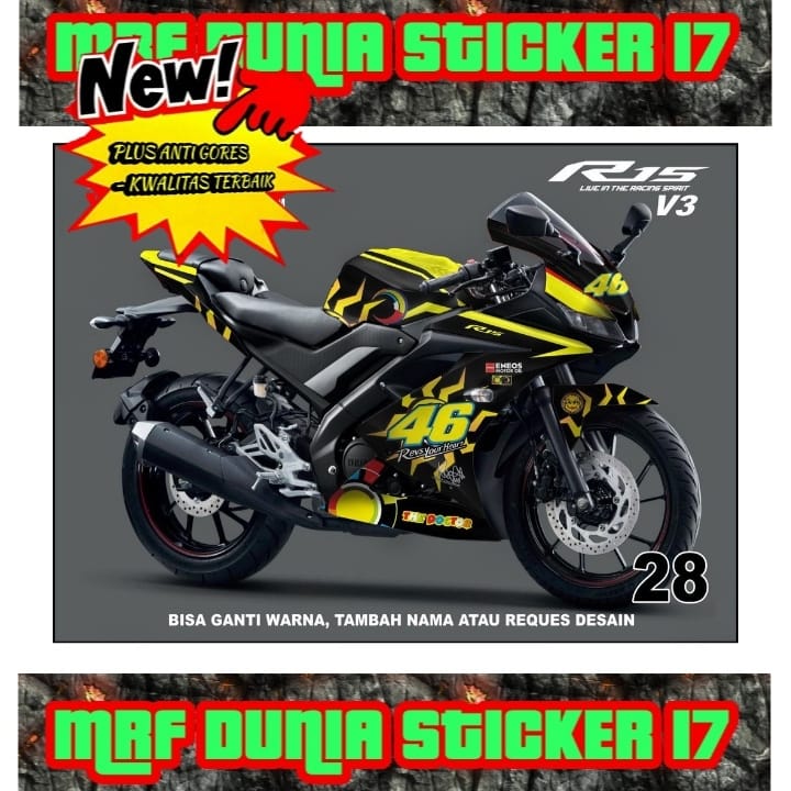 Sticker decal Yamaha R15 V3 Full Body decal Sticker Yamaha R15 V3 ...