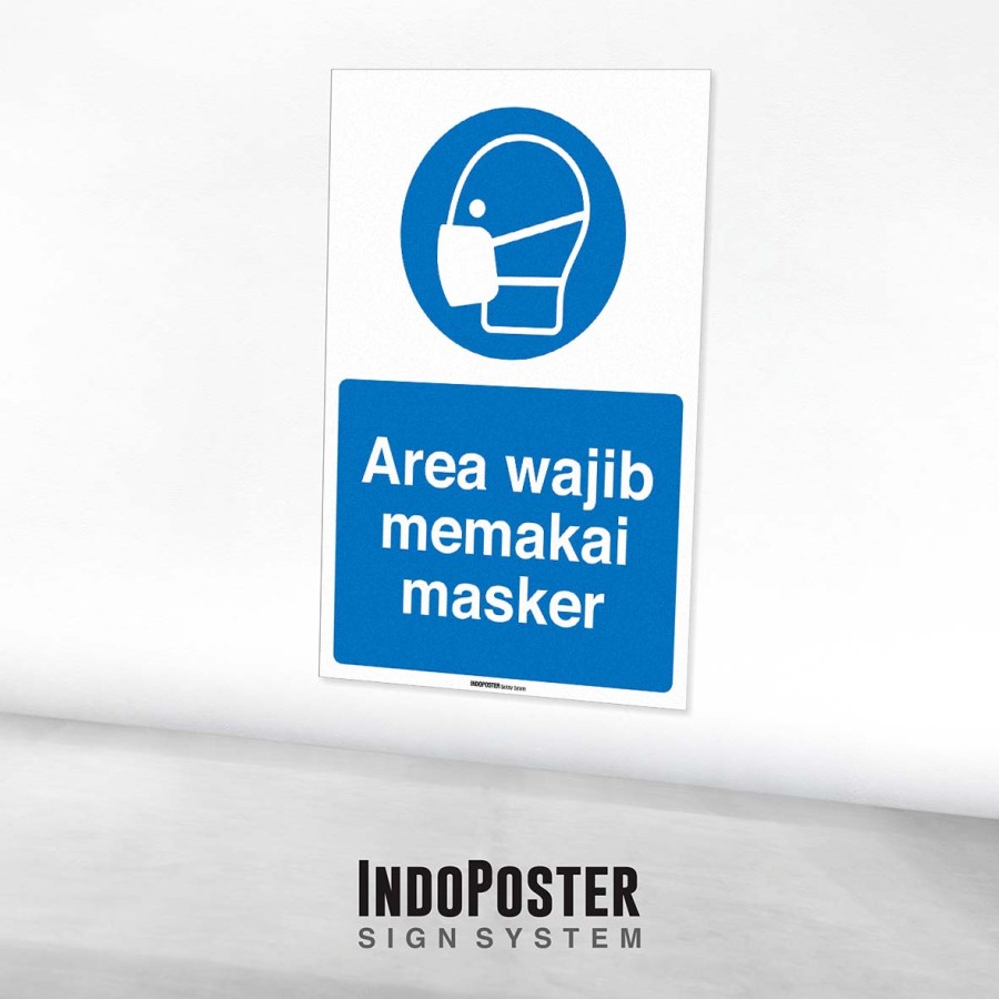 STIKER SAFETY SIGN RAMBU K3 ISO AREA WAJIB MEMAKAI MASKER | Lazada ...