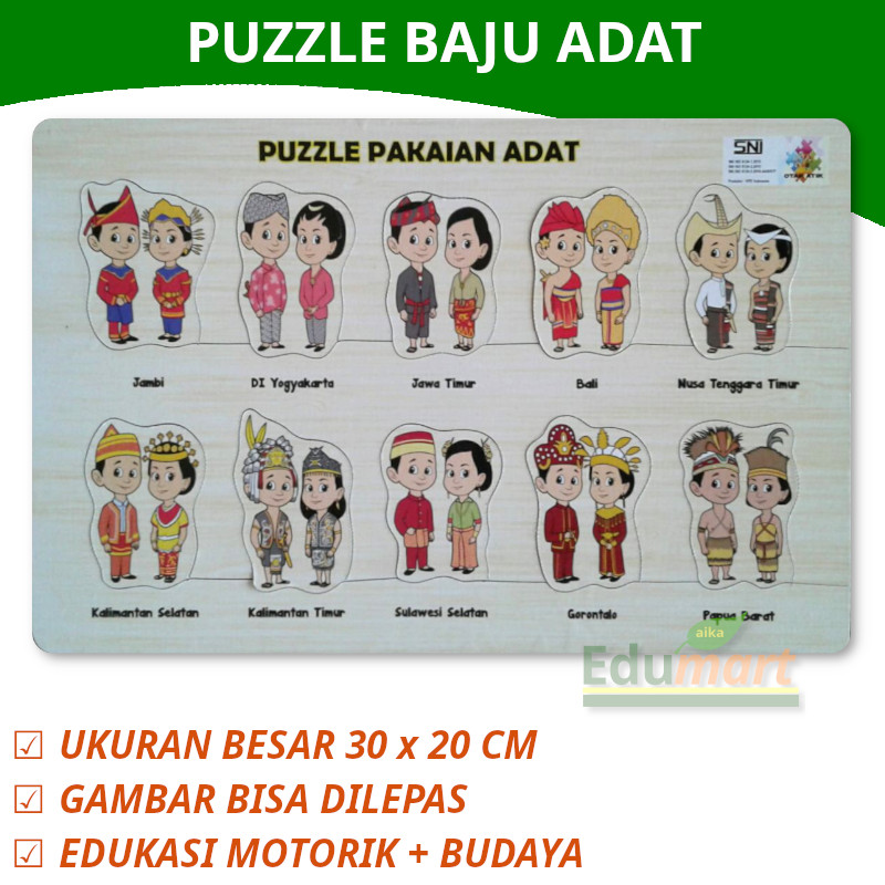 Puzzle Pakaian Adat Nusantara Baju Tradisional Indonesia Mainan Edukasi ...