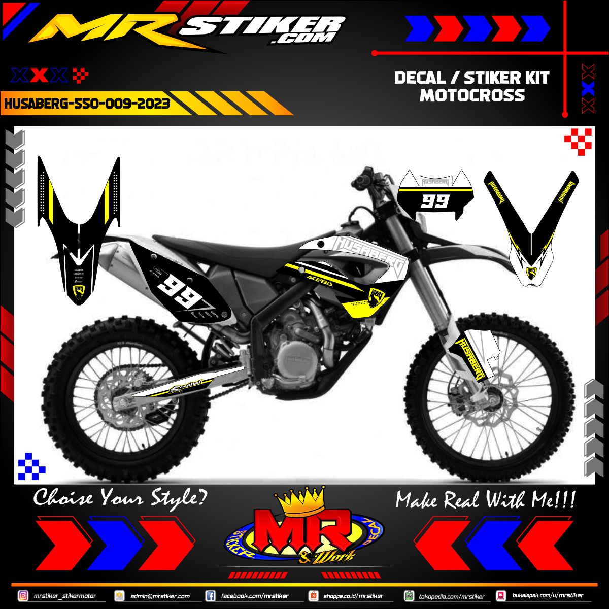Decal Kit Stiker Motocross Husaberg 550 Spesial Racing Decal Custom ...