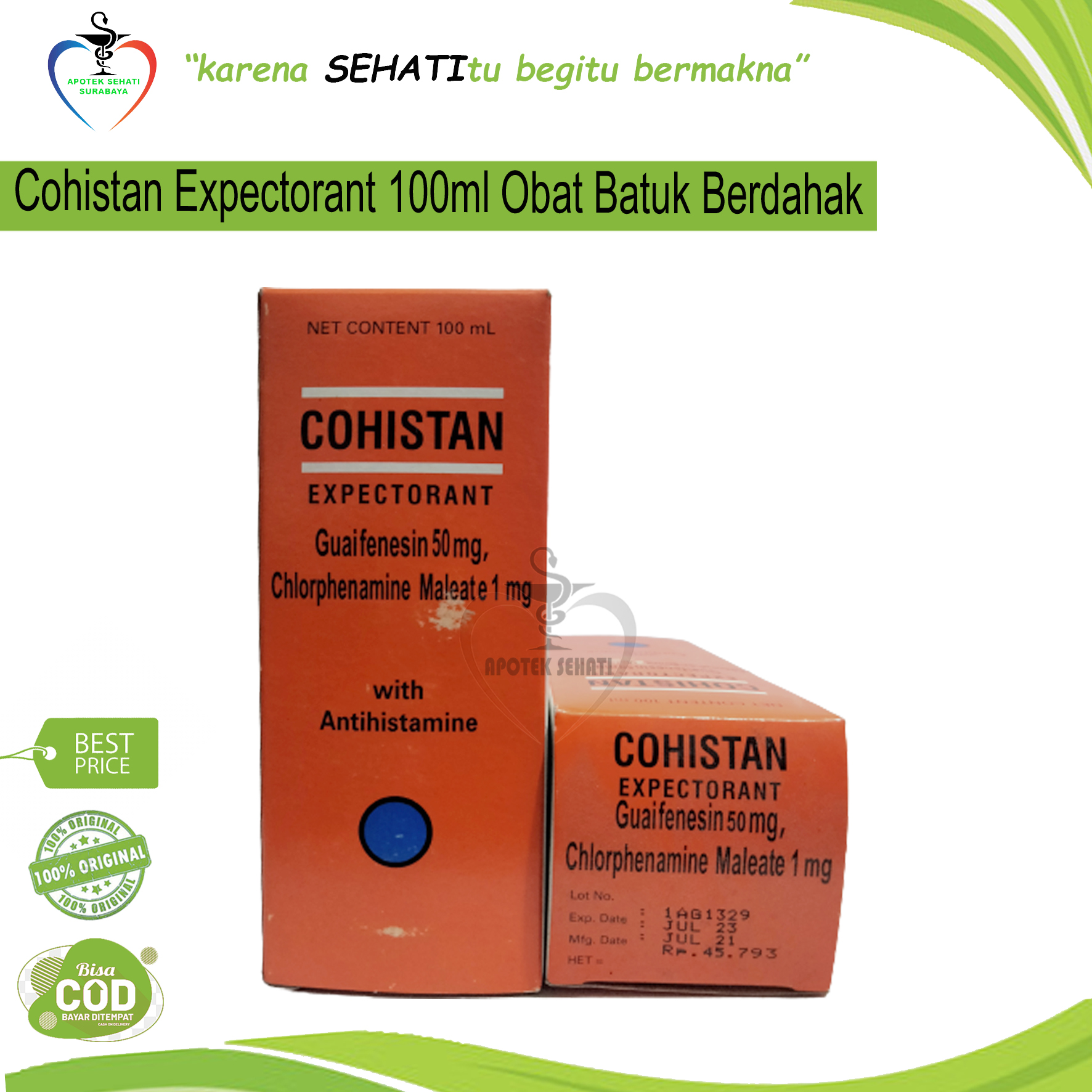 COHISTAN EXPECTORANT SIRUP 100 ML OBAT BATUK BERDAHAK | Lazada Indonesia