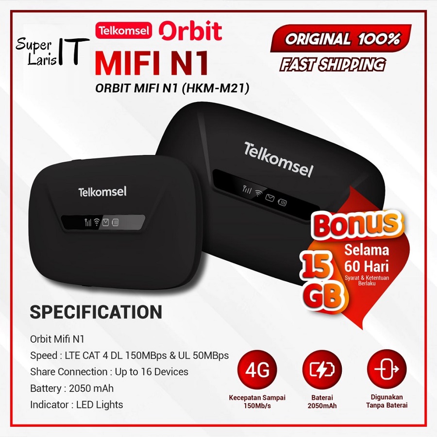 Modem Wifi 4G Telkomsel Orbit Mifi N1 Portable free kuota | Lazada Indonesia