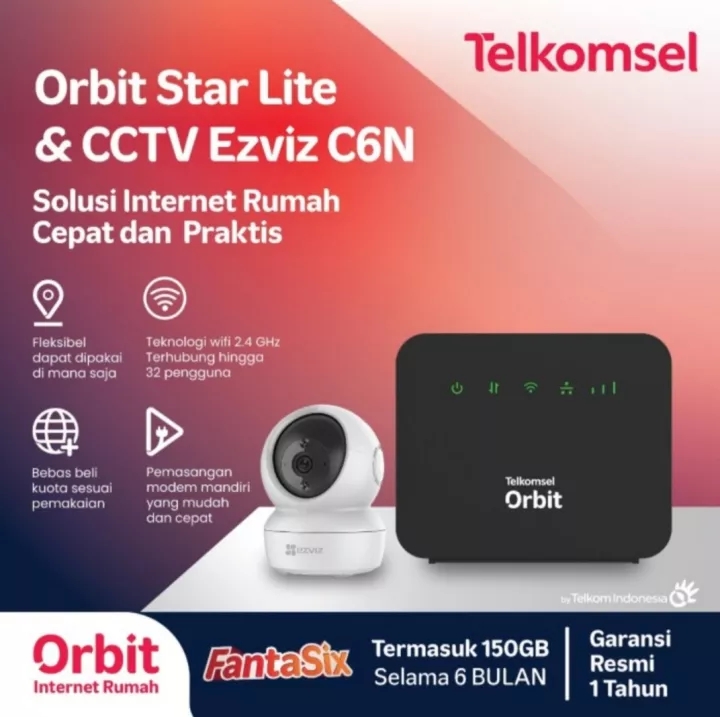 Paket Bundling Telkomsel Orbit Star Lite (UNLOCK) & CCTV ezviz C6N ...