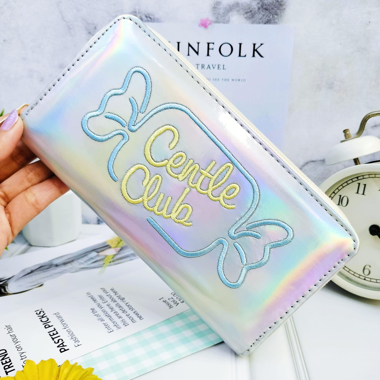 Dompet Panjang Hologram CENTLE CLUB Pink Silver Mengkilap Banyak Sekat ...