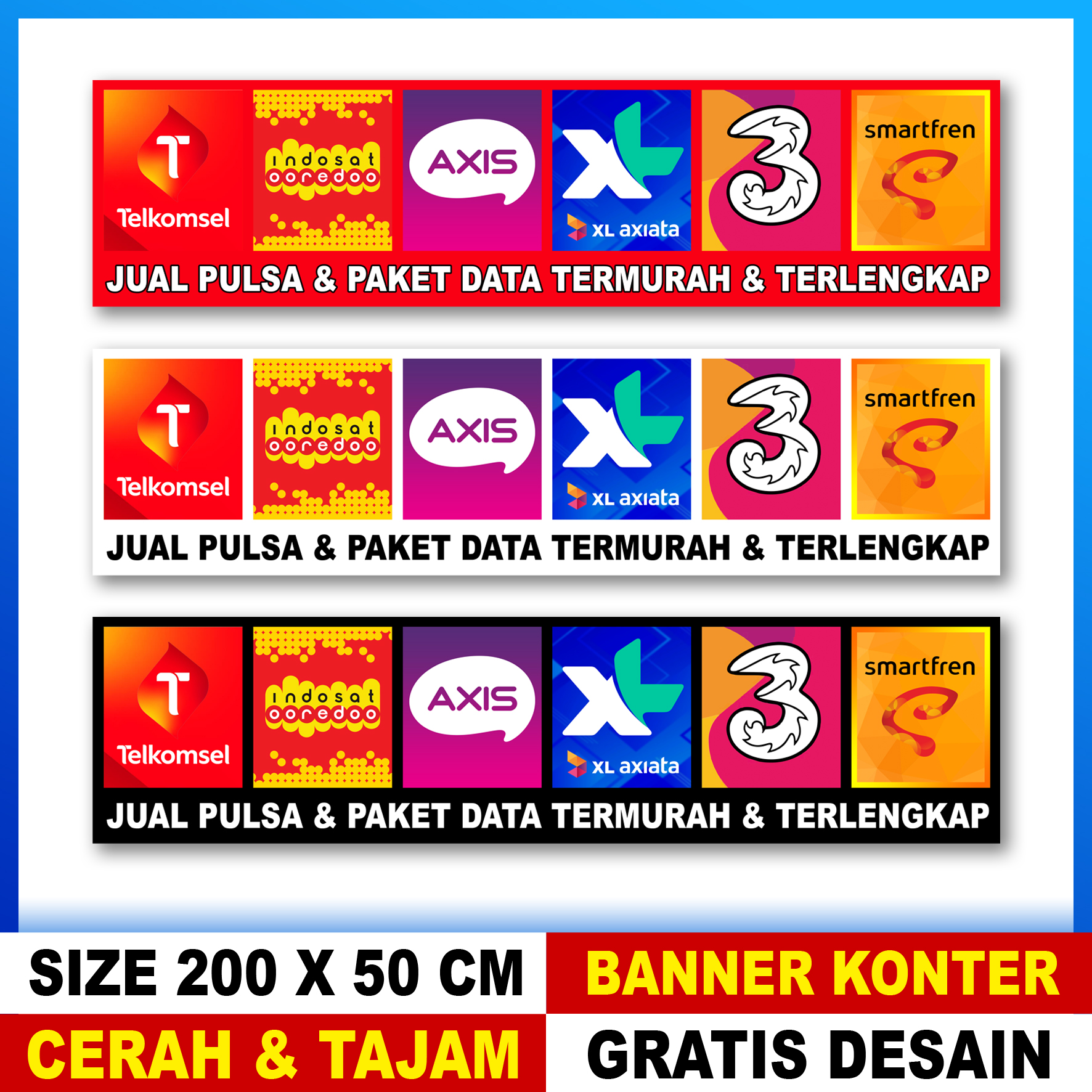 BANNER SPANDUK KONTER GAMBAR ALL OPERATOR JUMBO UKURAN 300x75 cm ...