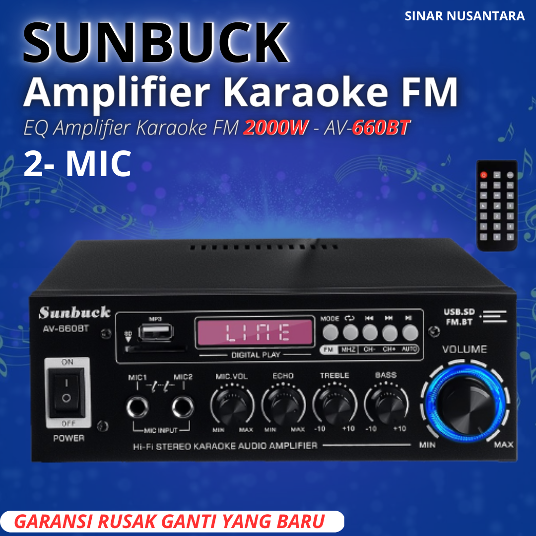 SN SUNBUCK Amplifier AV-326BT Bluetooth EQ 2000W Audio Home Theater FM ...