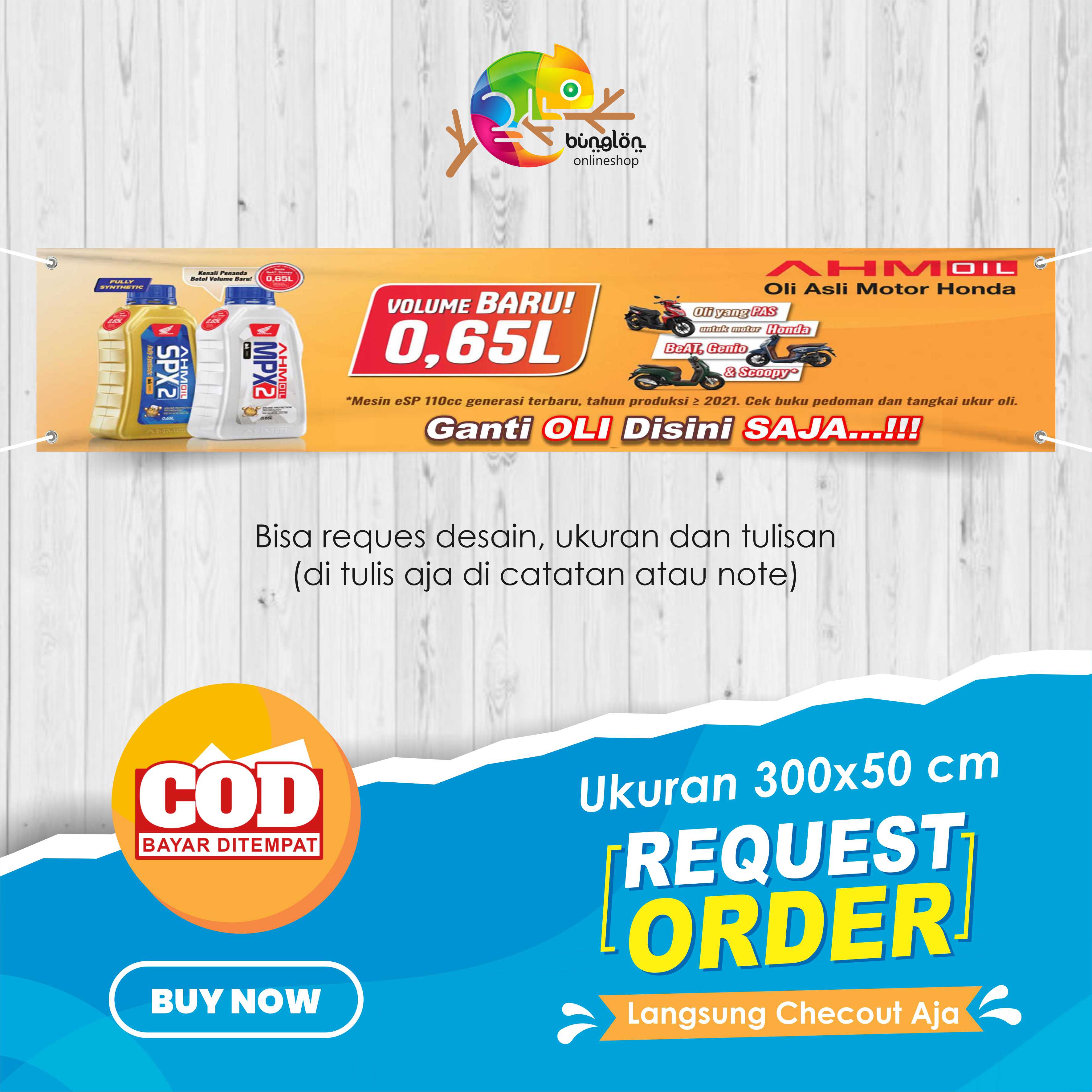Spanduk Banner 300X50 AHM Ganti Oli Motor | Lazada Indonesia