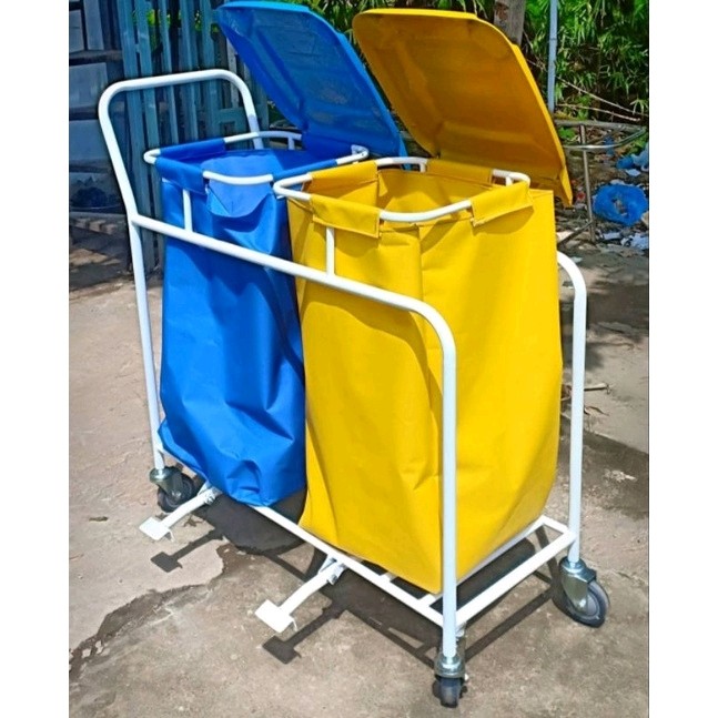 Troli laundry / Linen Hamper Trolley Double Bag / laundri bulat double ...