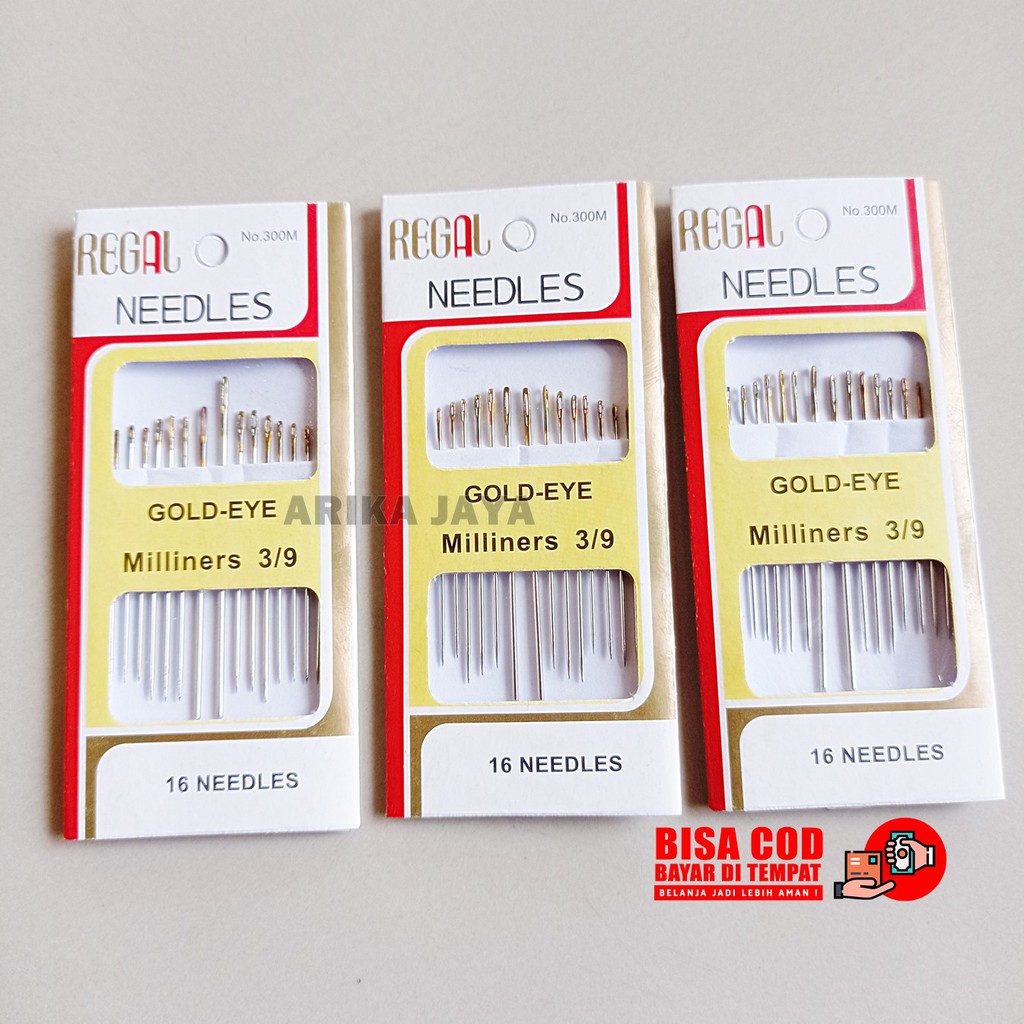NEW Premium Jarum regal UK 3/9 1pack (16 jarum) gold eye jarum jahit ...