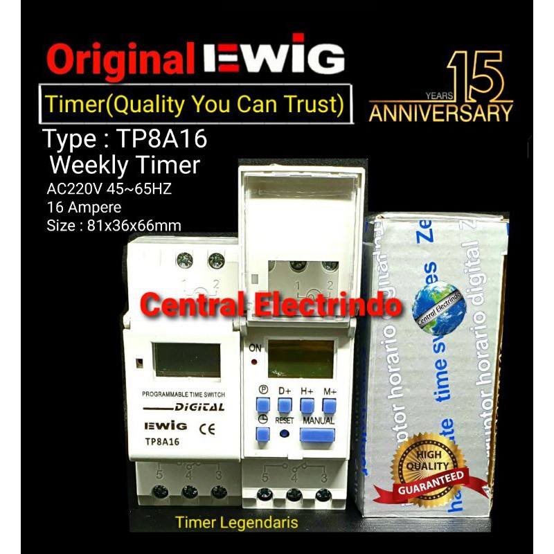 Timer Weekly Digital EWIG TP8A-16A AC 220V (1min~168hours). | Lazada ...