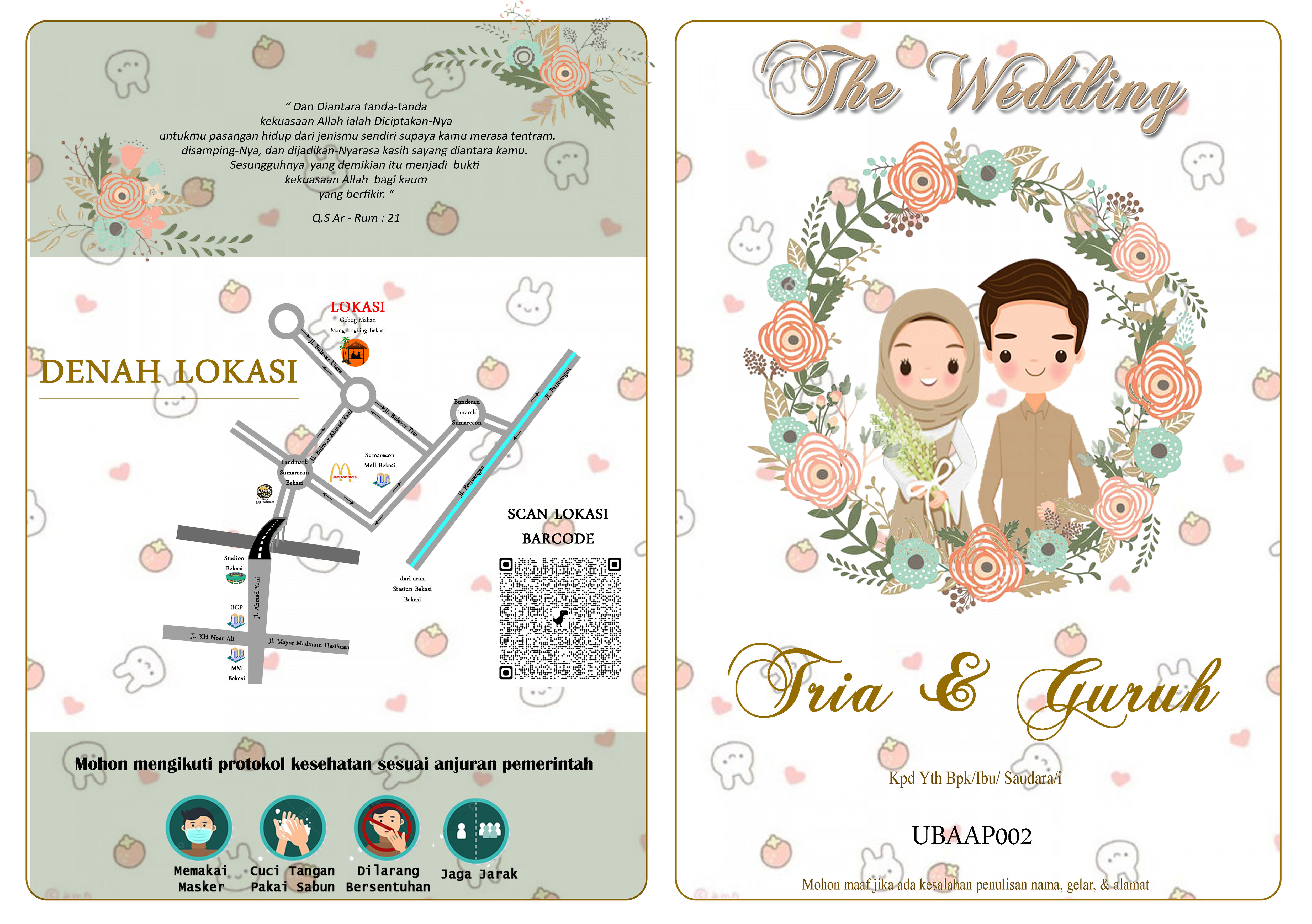 CETAK UNDANGAN PERNIKAHAN UBAAP002 (isi 150 pcs) free plstk+label107 ...