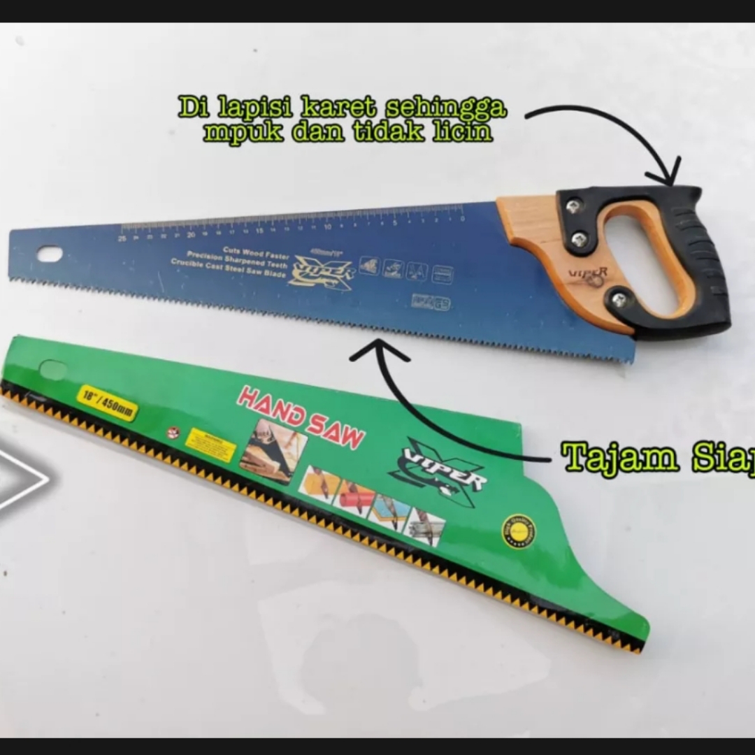 Gergaji kayu 18 inch viper gagang karet-gergaji potong dan belah bambu ...