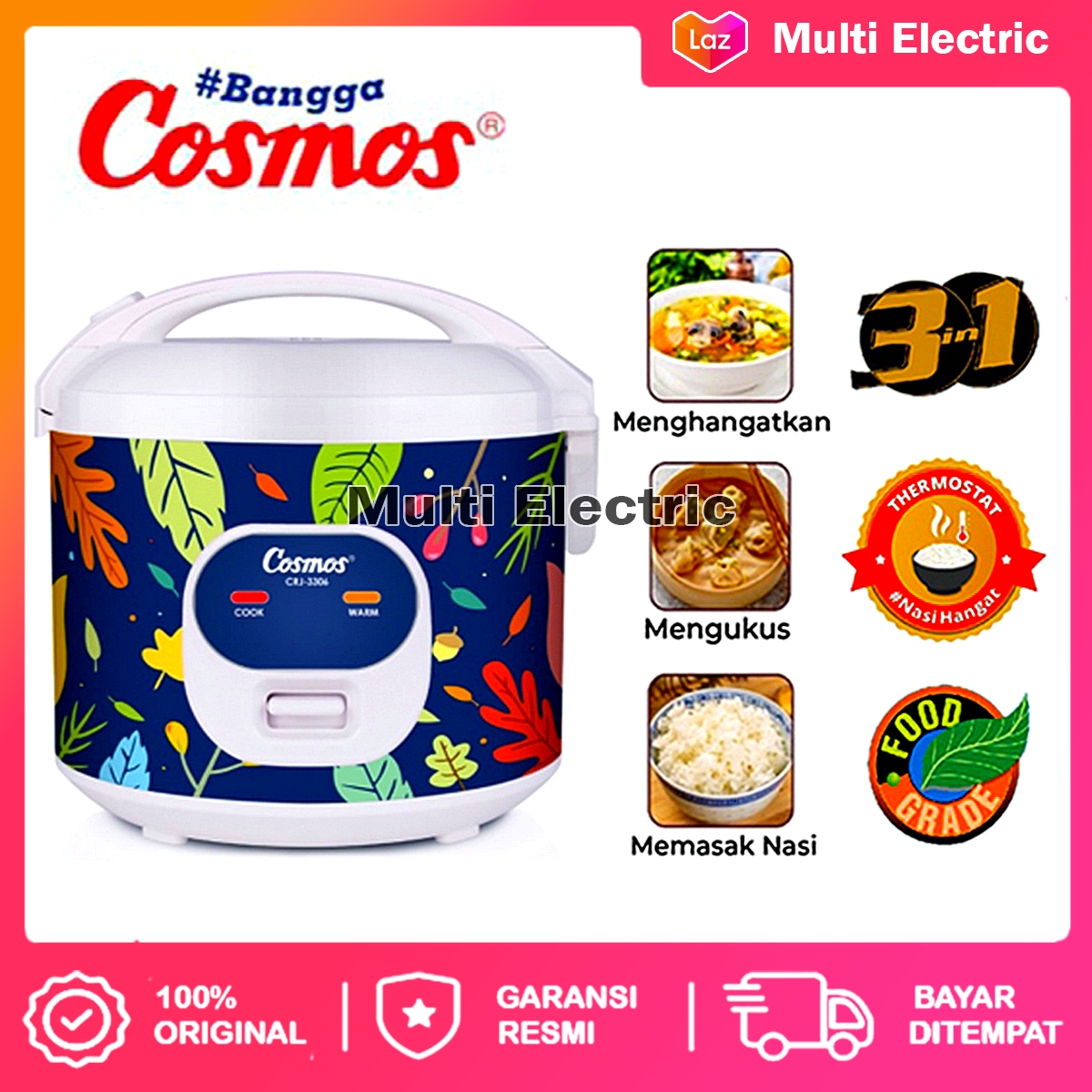 Cosmos CRJ 3306 3in1 Mejikom / Rice Cooker / Magic Com / magiccom ...