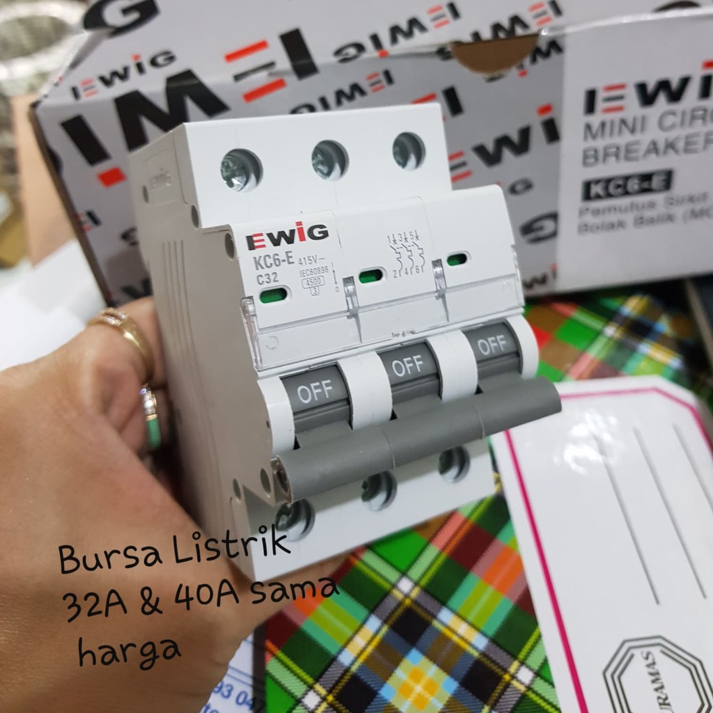 MCB 3P 32A atau 40A Ewig cetekan abu 3 pole | Lazada Indonesia