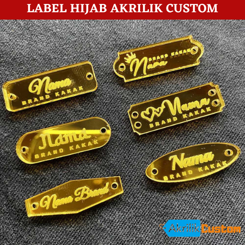 Label Akrilik EMAS Per 5 pcs Label Hijab Branding | Custom Cutting ...