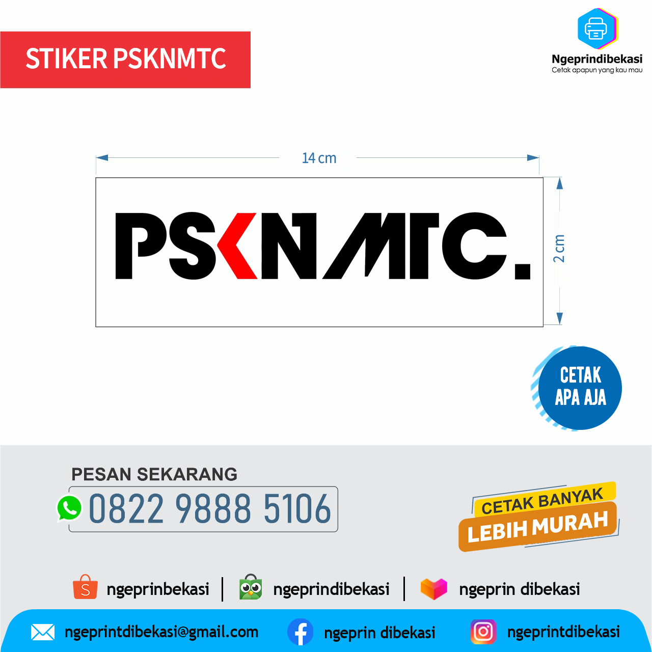 Cetak Stiker Vinyl Print Sticker PSKNMTC | Lazada Indonesia