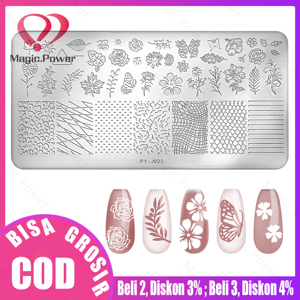 12 Gaya / Set Template / Manicure Transfer Template Stencil Motif ...