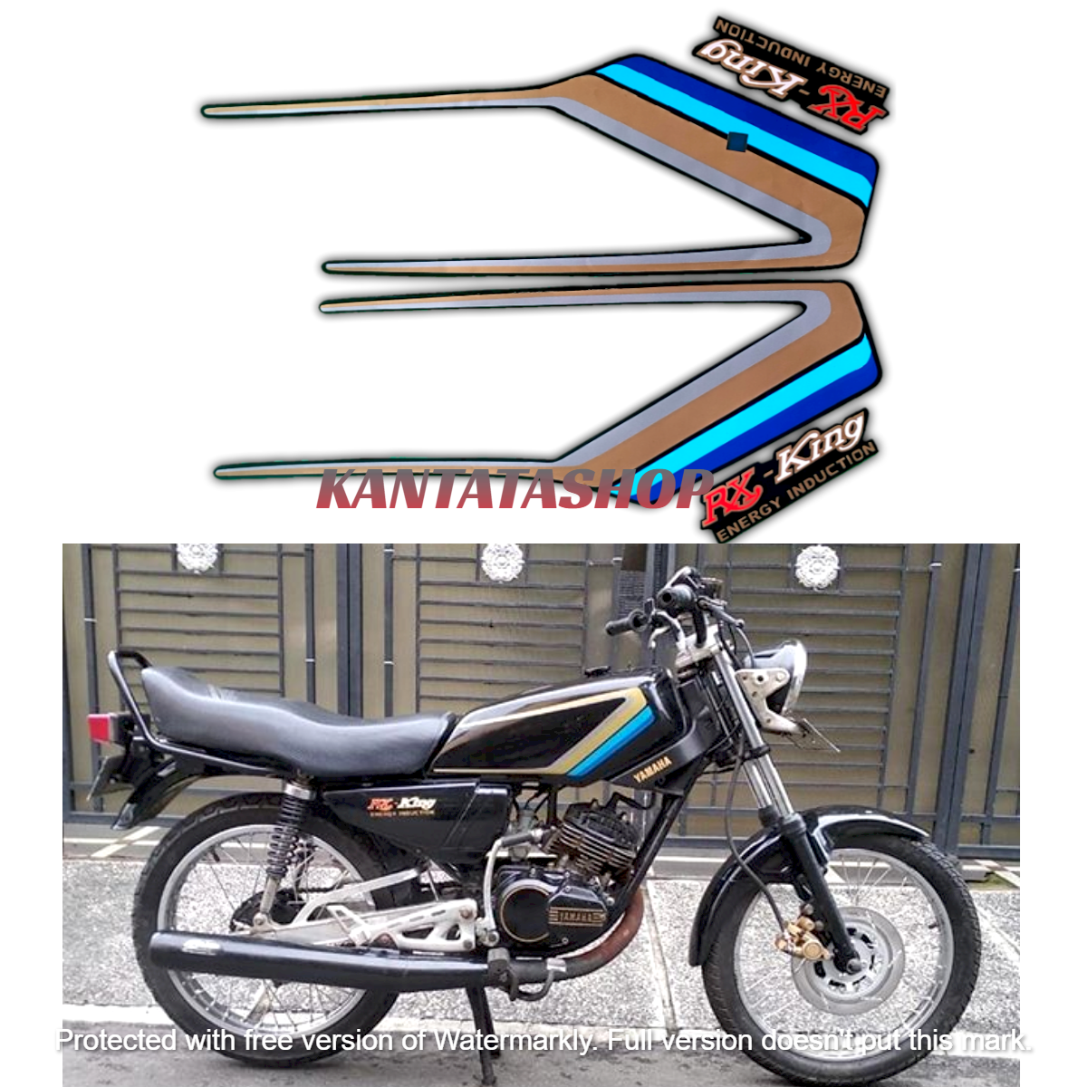 STIKER STRIPING LIS LES BODY MOTOR YAMAHA RX KING 1991 BIRU STANDAR ...