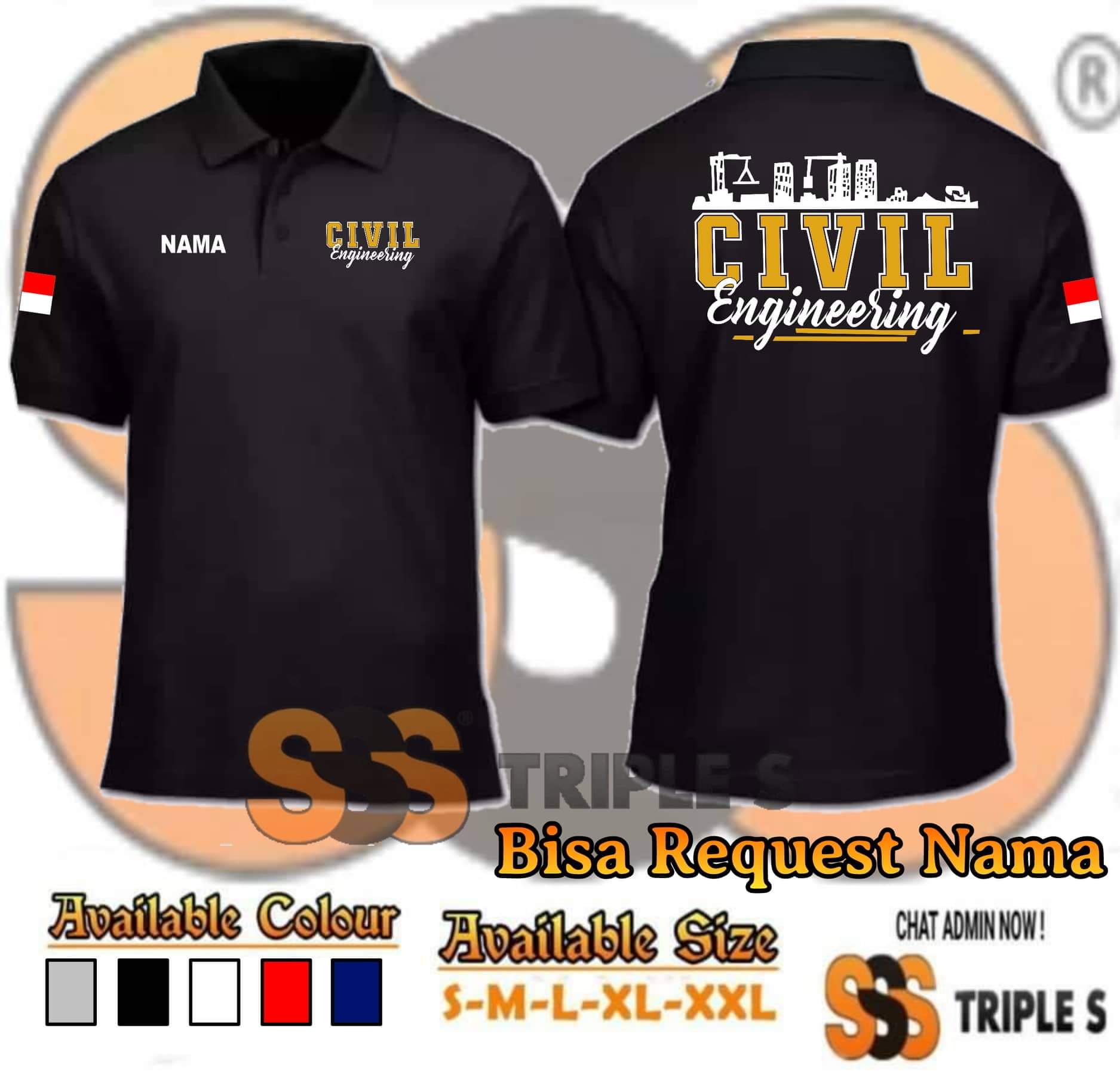 POLO SHIRT CIVIL ENGINEERING BISA REQUEST NAMA KAOS KERAH PROFESI ...
