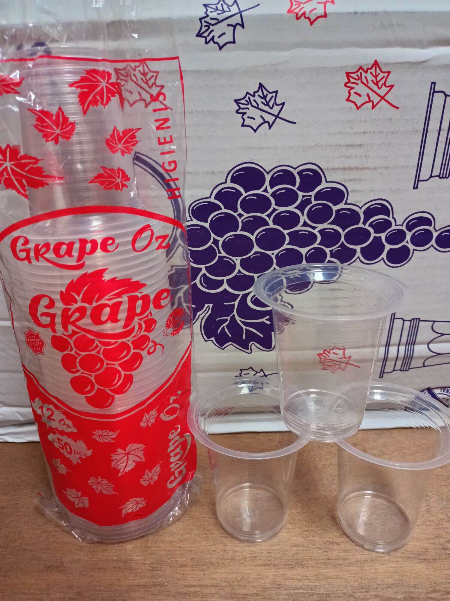 Gelas Plastik Merk Grape 10 oz 12 Oz 14 Oz 16 Oz / Cup Plastik / Gelas ...