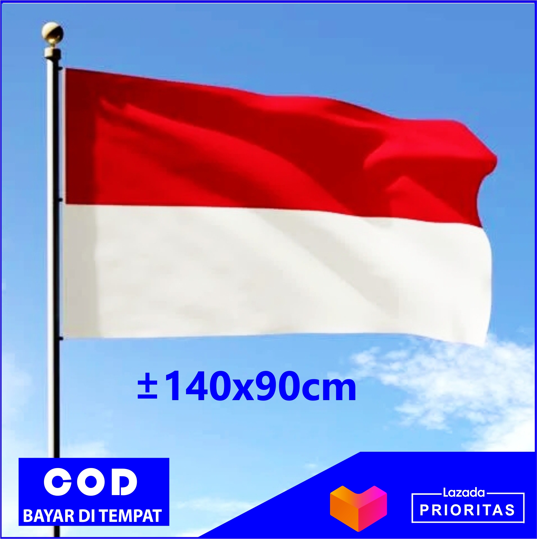 Bendera Merah Putih Ukuran 150x100 Besar Kain Tebal 100x150 Indonesia ...