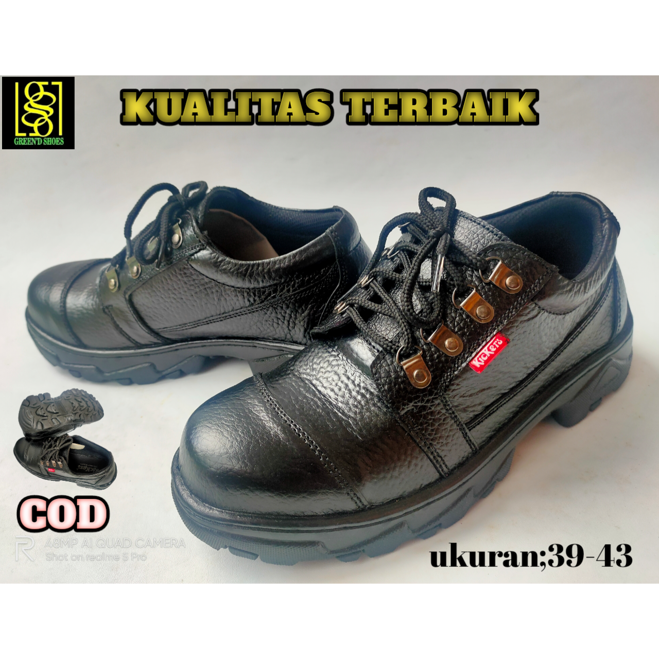 Sepatu Safety pria Ujung Besi Septy Kickers Full kulit sapi safety ...