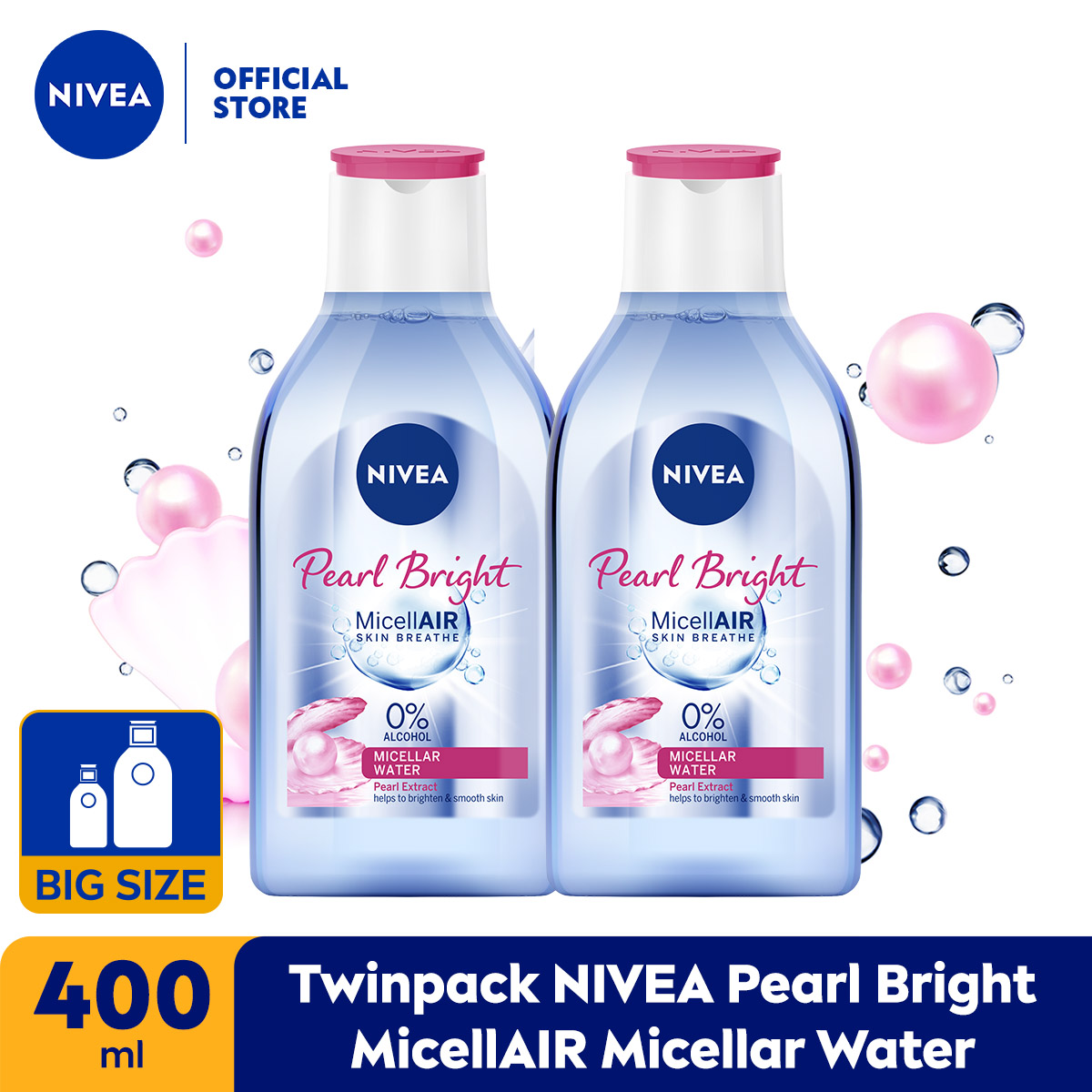 Twinpack NIVEA Micellair Pearl Bright 400ml Micellar Water | Lazada ...