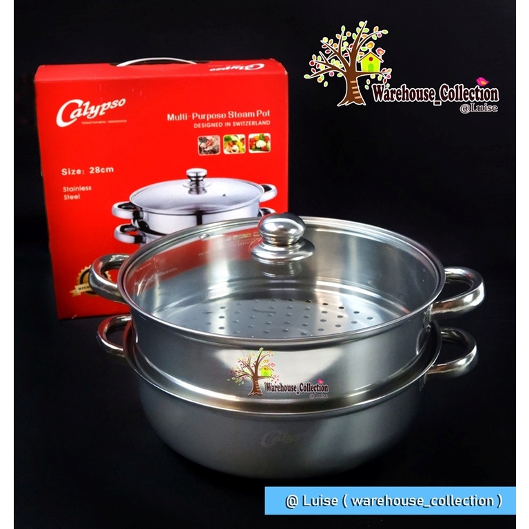Steam Pot 28cm -2 / Panci Steamer Stainless 2 Tingkat Calypso / Kukusan ...