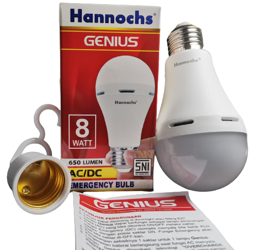 Lampu Darurat Emergency Lamp LED AC/DC GENIUS 8watt 8wat 8W Hannochs ...