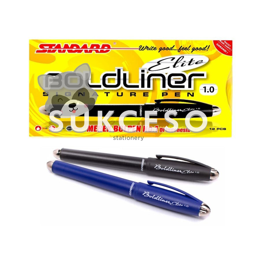 Standard Pulpen Boldliner Elite 1.0mm Ballpoint Tanda Tangan Signature ...
