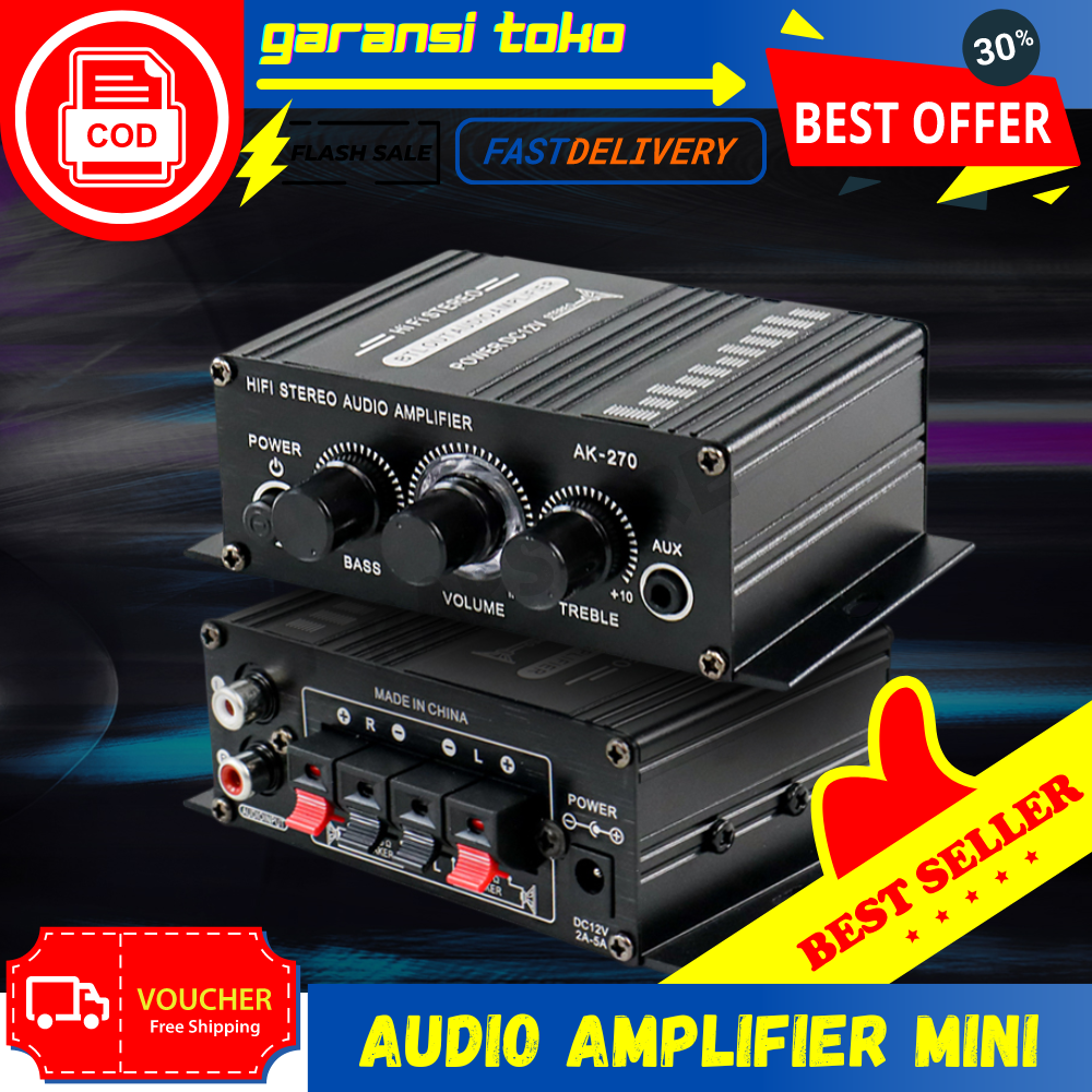 Audio Amplifier Mini HiFi Stereo Treble Bass Booster / Audio Mobil ...