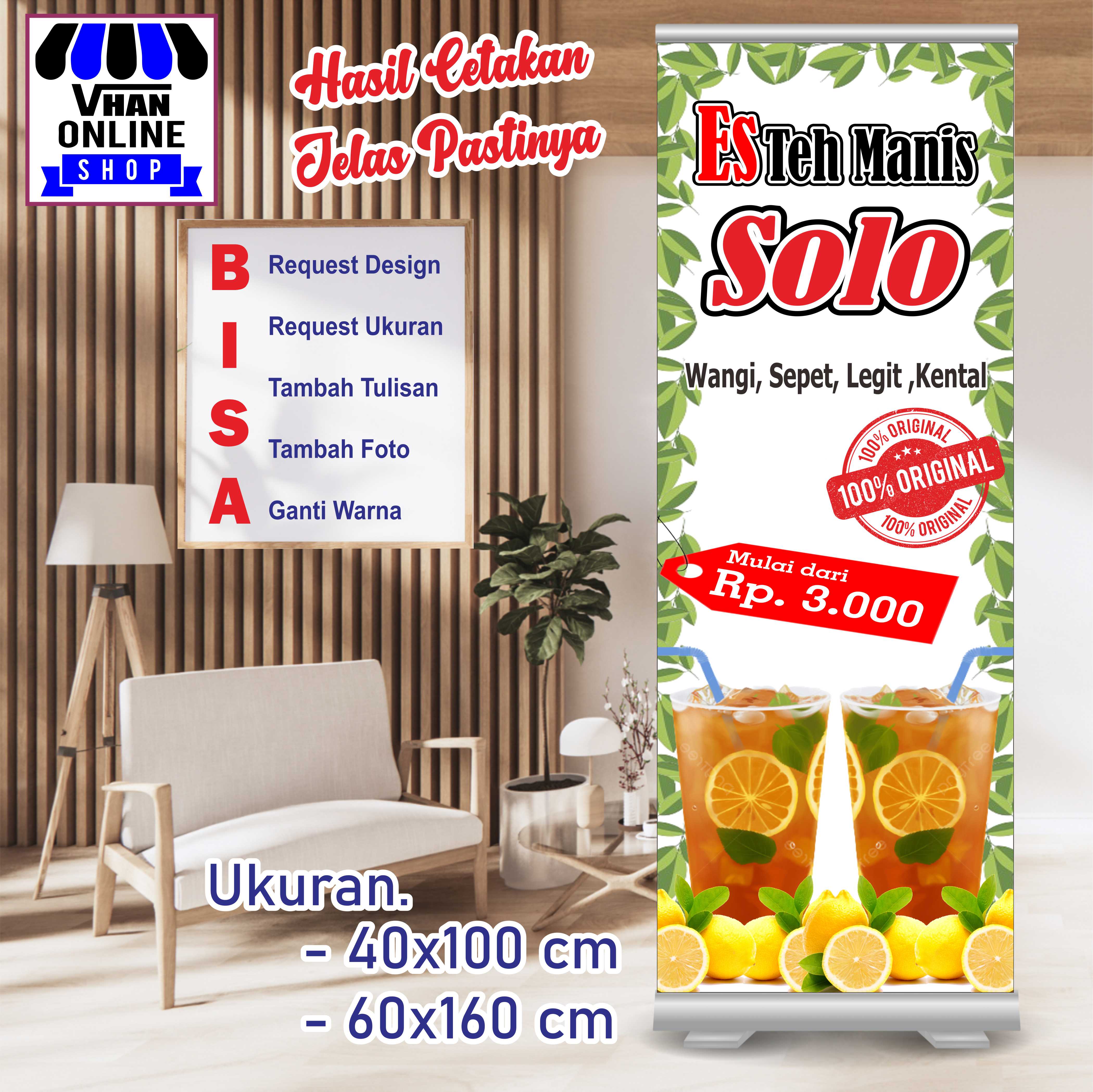 Cetak Banner Spanduk Es Teh Manis Solo Request Ukuran | Lazada Indonesia