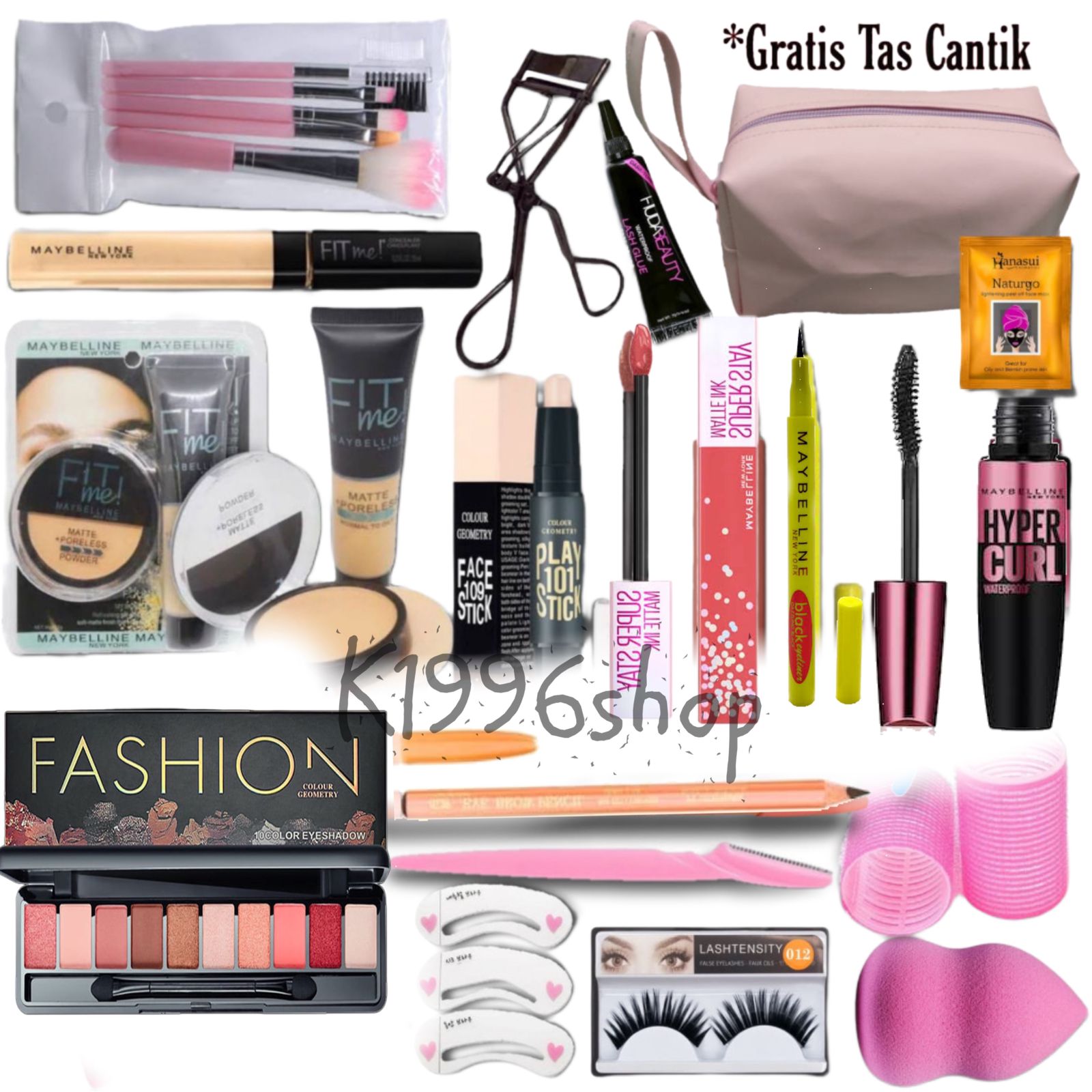 Paket Kosmetik Maybelline Super Lengkap 18 In 1 / Paket Kosmetik ...