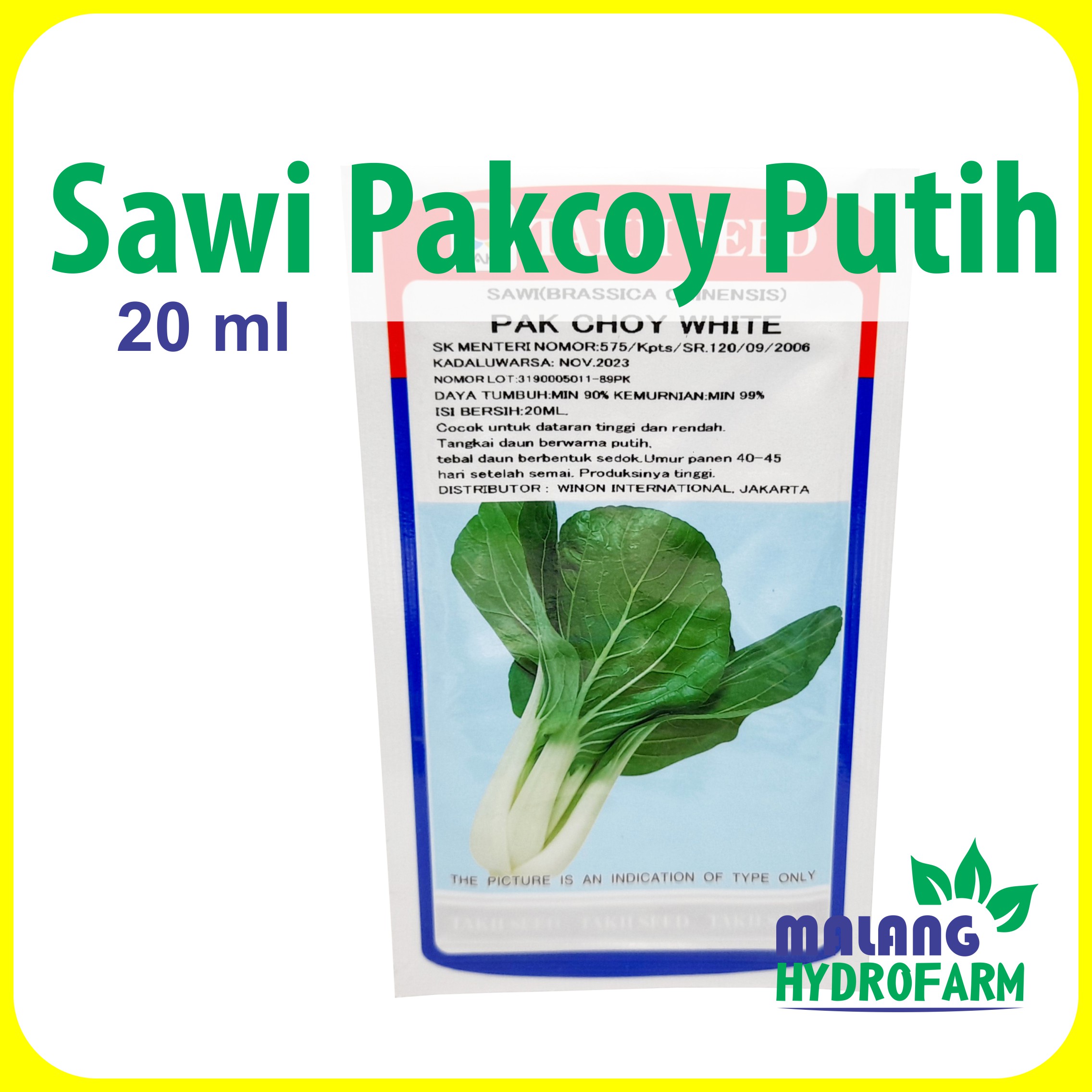 Benih Sawi Pakcoy Putih Pak Choy White 20 ml Takii Seed F1 bibit biji ...