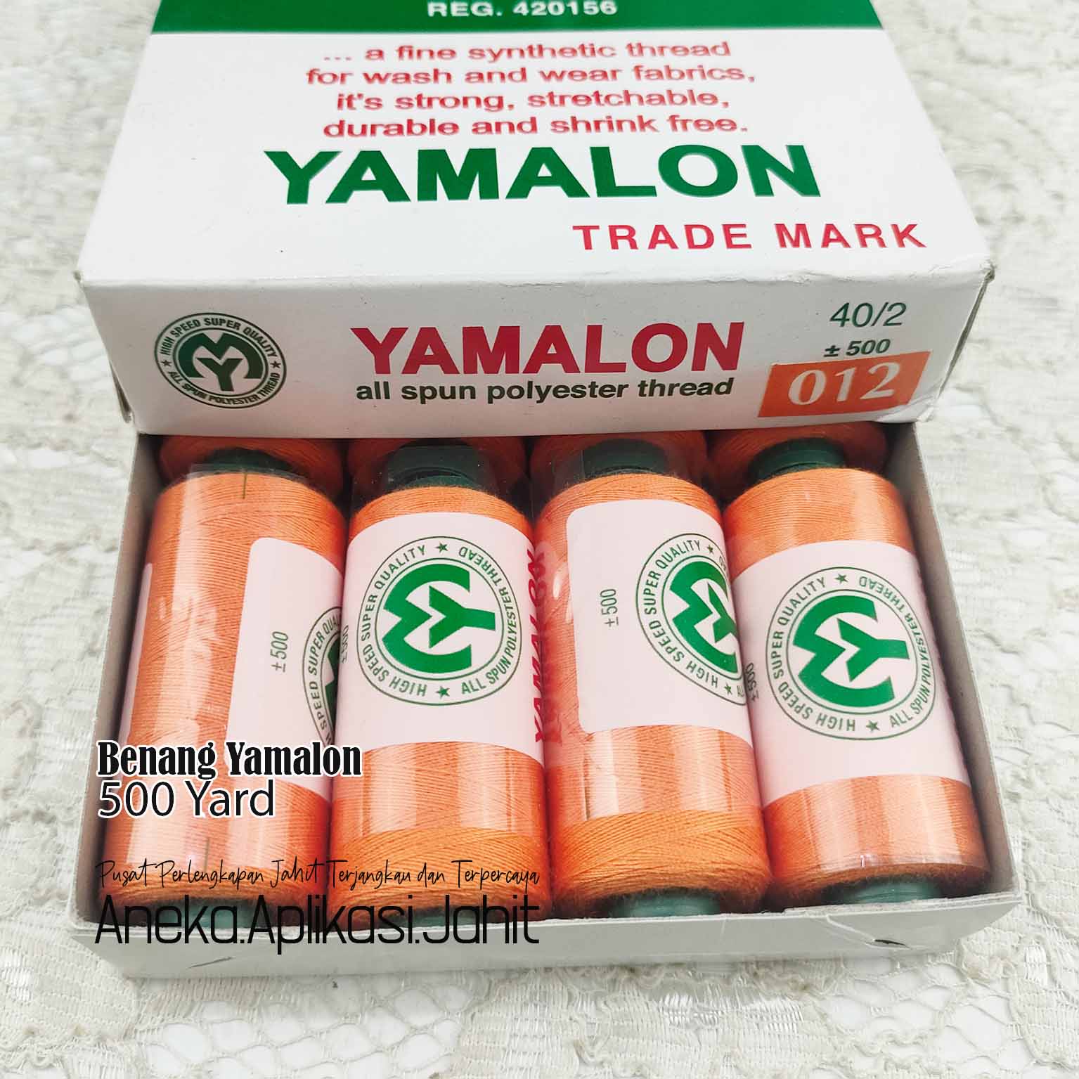 1 LUSIN BENANG JAHIT YAMALON 500 YARD (7 LUSIN = 1 KILO) ORANGE 012 ...
