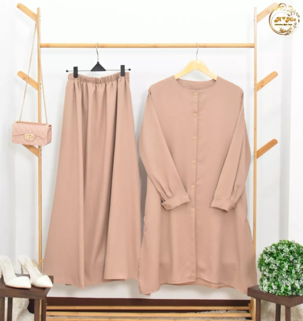 SET ROK TUNIK CRINKEL AIRFLOW / SETELAN ROK LONG TERBARU / ONE SET ROK ...