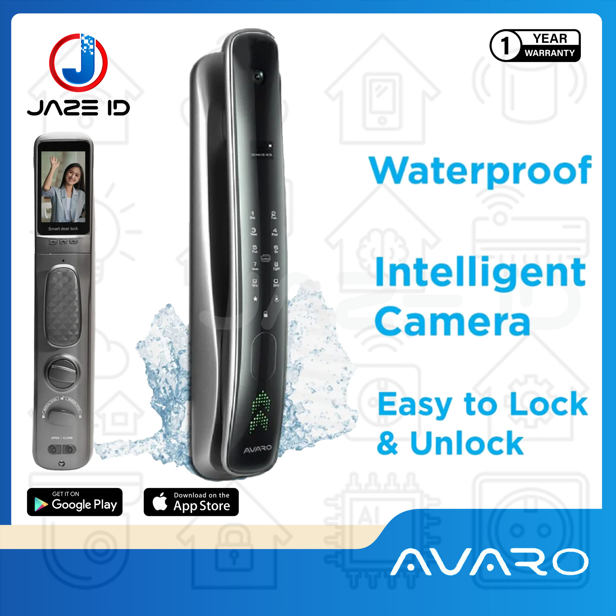 AVARO Smart Door Lock Digital Handle Kunci Pintu Fingerprint WIFI PIN Face | Lazada Indonesia