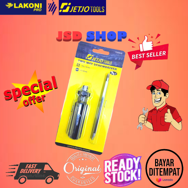 JETJO TOOLS Two Way Screwdriver 5" Obeng Bolak Balik Plus Minus 5 Inch ...