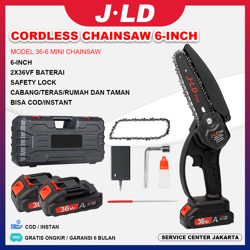 JLD Cordless Chainsaw 6-inch Mini Chainsaw Portable Handheld 36vf Chain ...