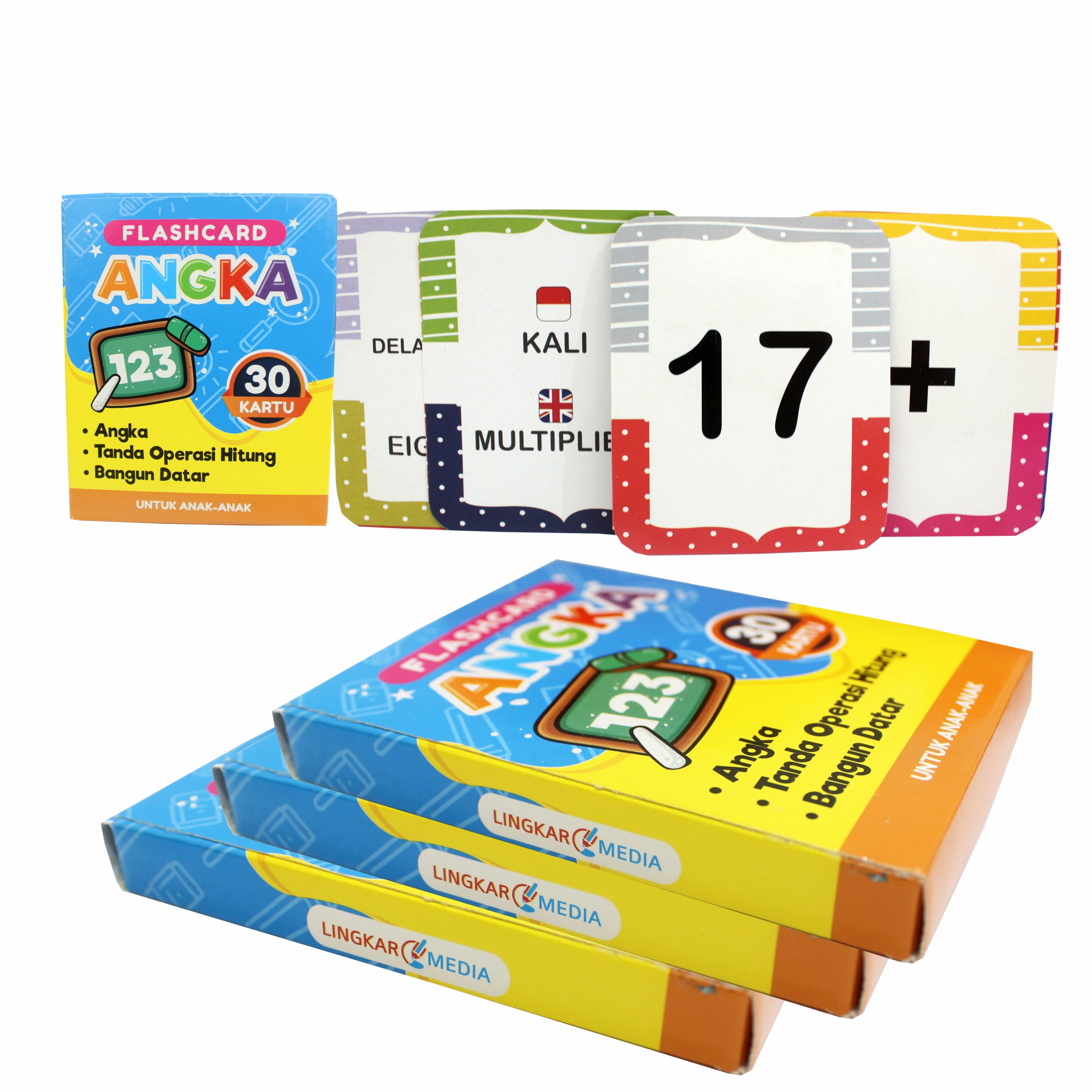 Mainan Kartu Flashcard Angka 123 Lingkar Media untuk Anak Anak / Angka ...