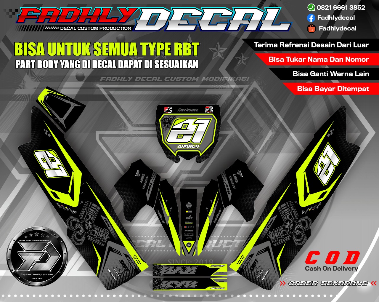 ⭐⭐⭐⭐⭐ Decal Dekal Sticker Trail RBT Bisa ke Semua TYPE keren Dengan ...