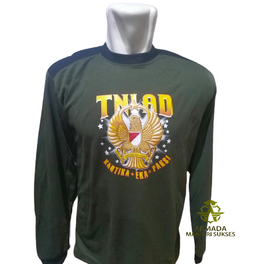 Kaos Bantalan TNI AD Hijau | Kaos Penembak TNI AD Lengan Panjang Logo ...