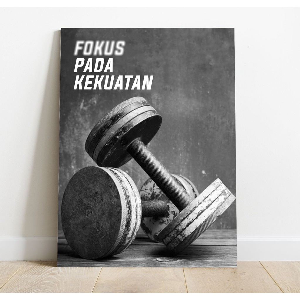 Poster Fokus Pada Kekuatan Gyms Fitness Color Kayu Hiasan Dinding ...