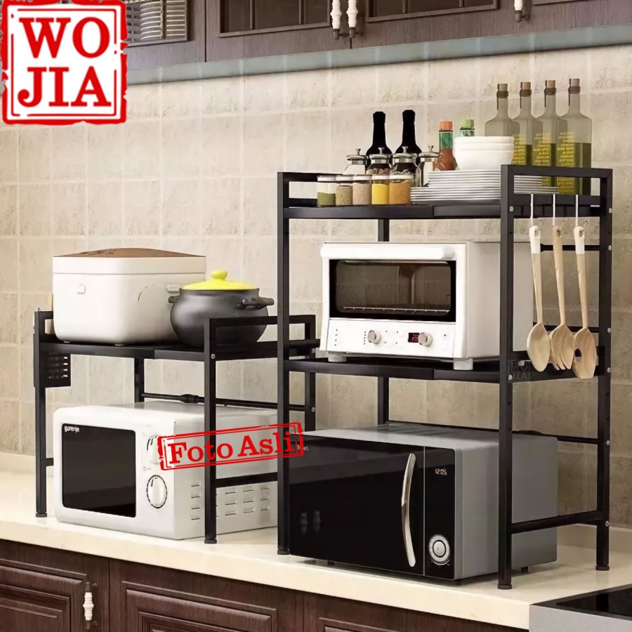 Rak Microwave Oven Tingkat Susun Meja Dapur Adjustable Serbaguna ...