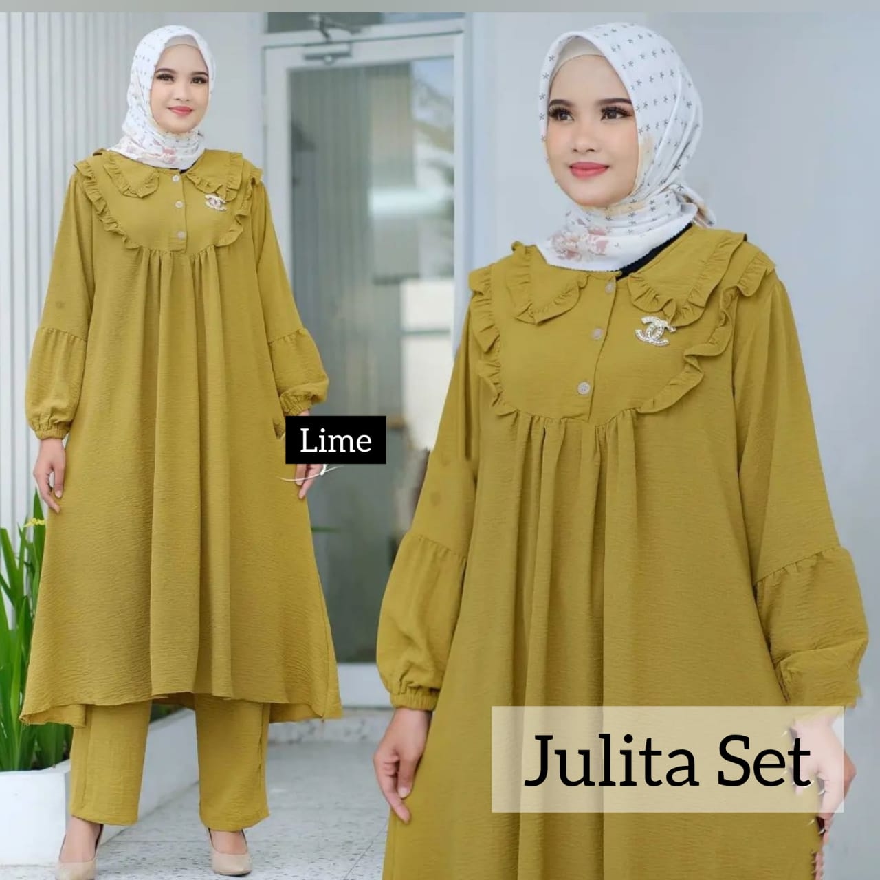 Julita One Set Polos Jumbo Wanita Bahan Crinkle Adem Model Setelan ...