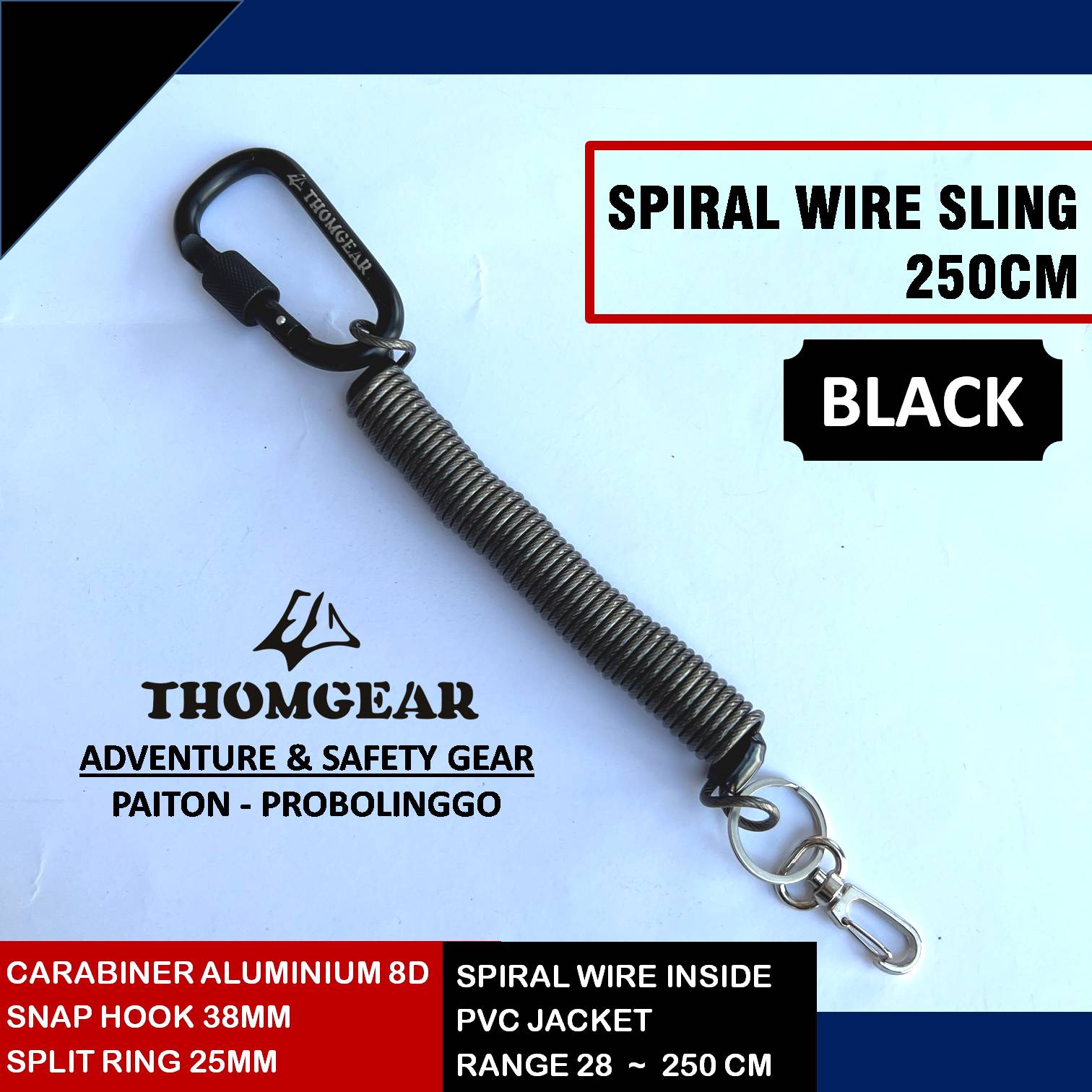 Gantungan Kunci Kawat Baja Spiral Sling Pengaman Safety Tool Tali ...