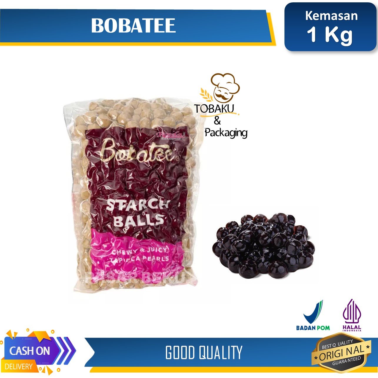 BOBA Bobatee Tapioka Pearls STARCH BALL / Bubble Tea (Kemasan 1kg ...