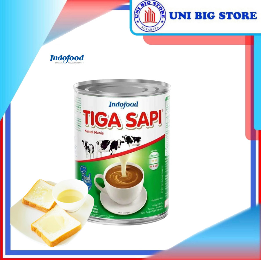 Indofood Tiga Sapi Susu Krimer Kental Manis 490 gr Sweet Milk Kaleng ...